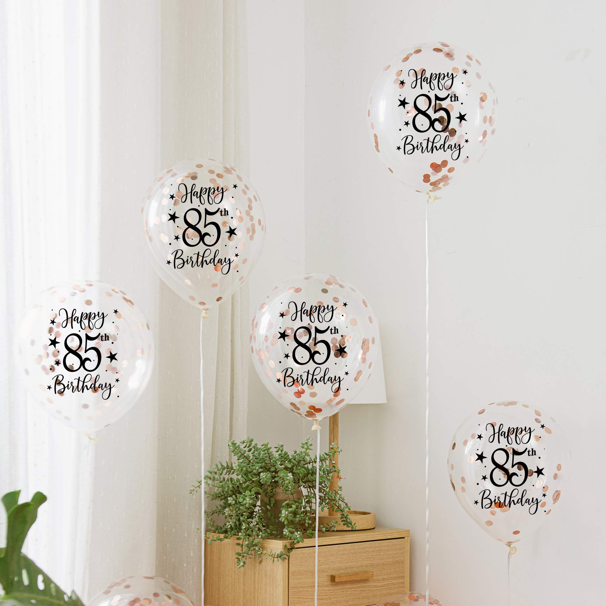 Buy Rose Gold 85th Confetti Latex Balloons, Woman Happy 85 Years ...