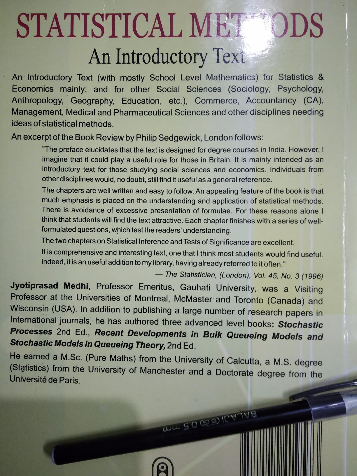 Buy Statistical Methods : An Introductory Text Book Online at Low ...