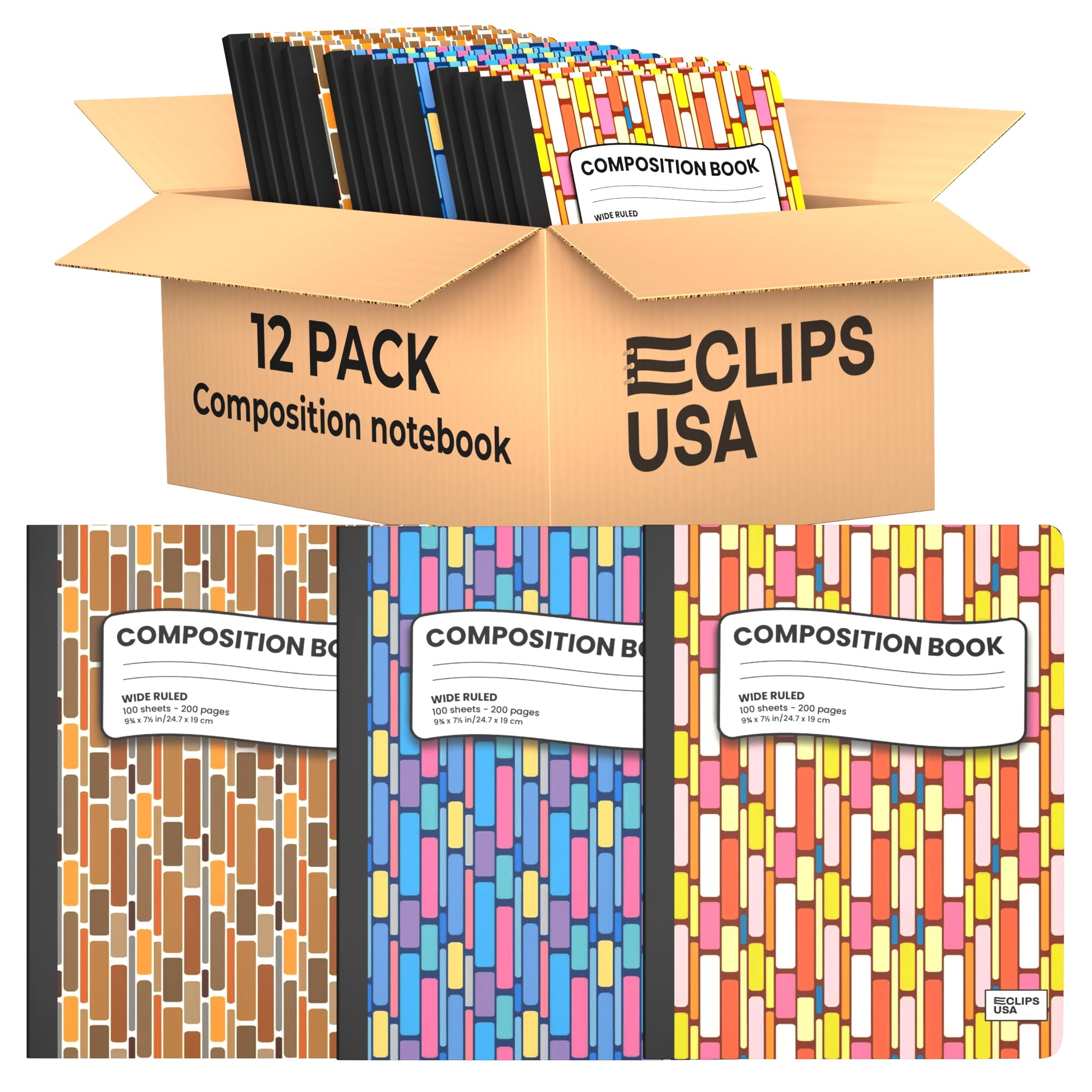 Amazon.com : Composition Notebooks, Wide Ruled Composition Notebook ...