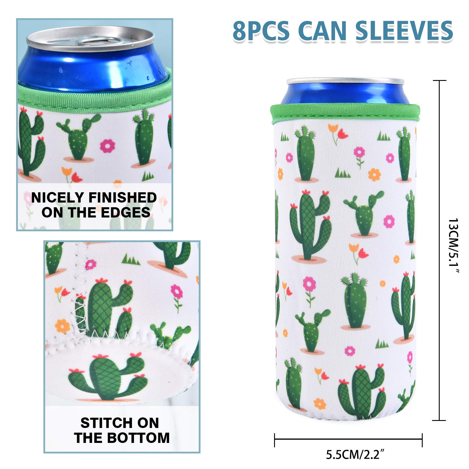 Snapklik.com : Set Of 8 Slim Can Sleeves - Collapsible Neoprene ...