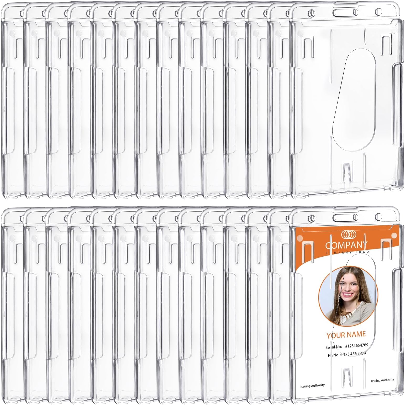 Amazon.com : Acshio 40 Pack 2-Card Badge Holder, Acrylic Vertical ID ...