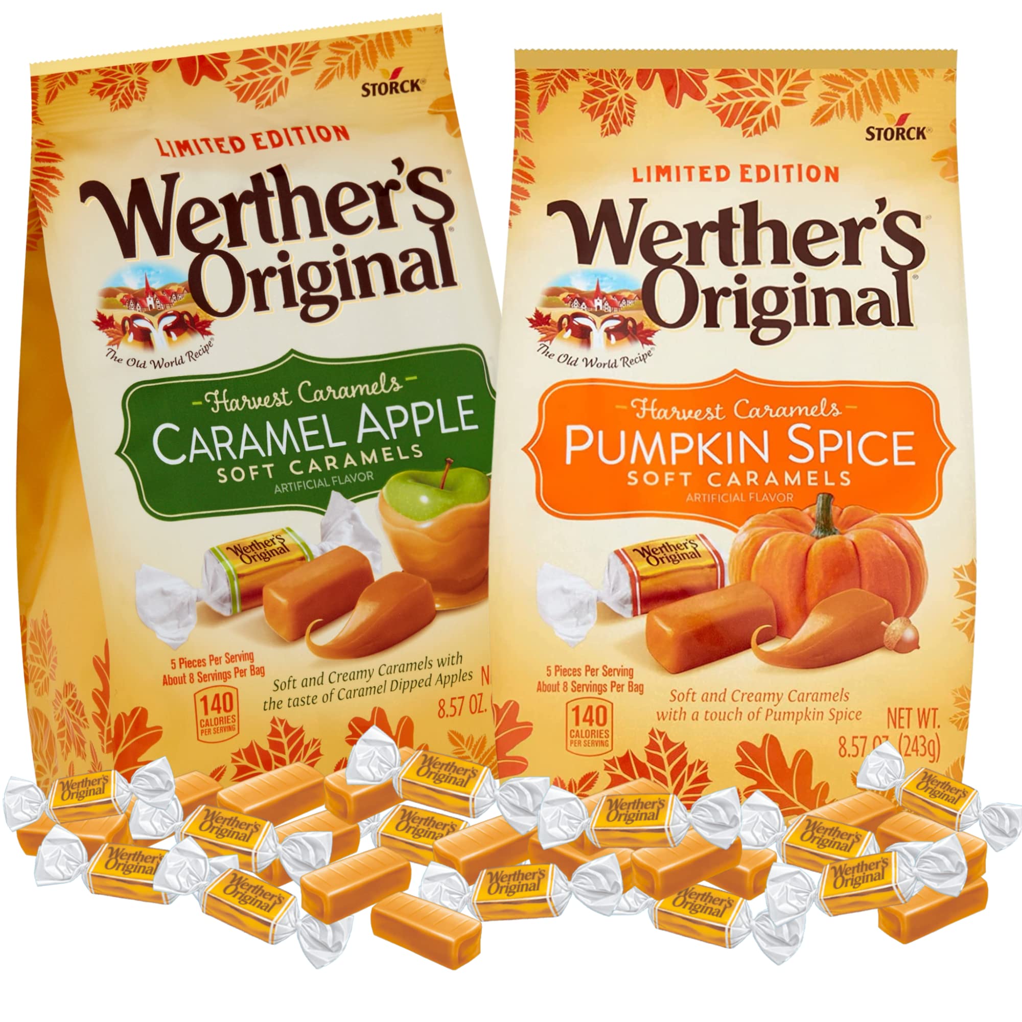 Amazon.com : Pumpkin Spice and Caramel Apple Original Soft Caramels, Individually Wrapped ...