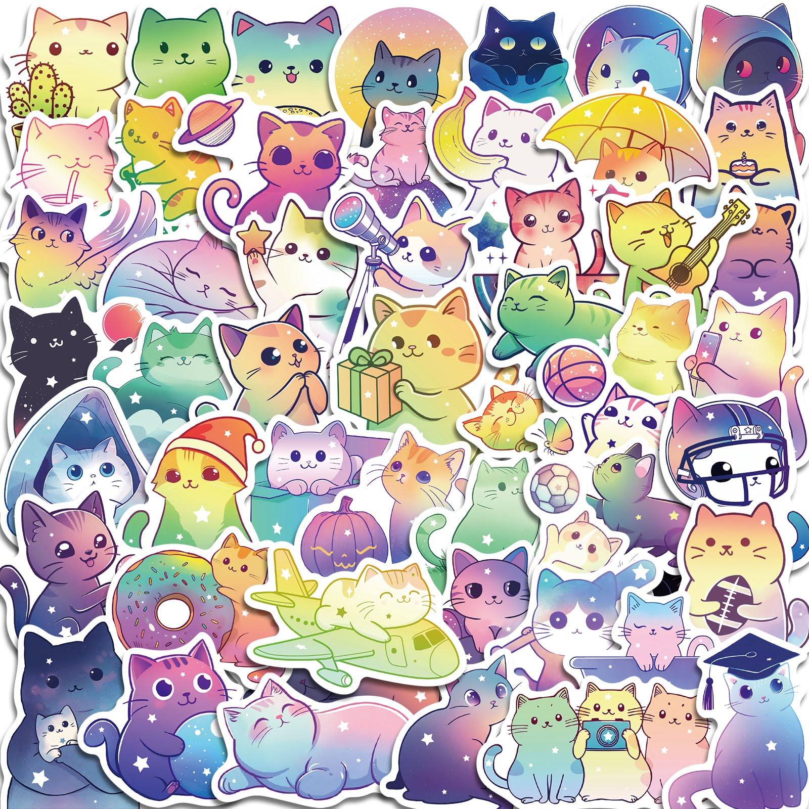 Amazon.com: 100 Pcs Cute Cat Stickers for Kids, Kawaii Stickers Cat ...