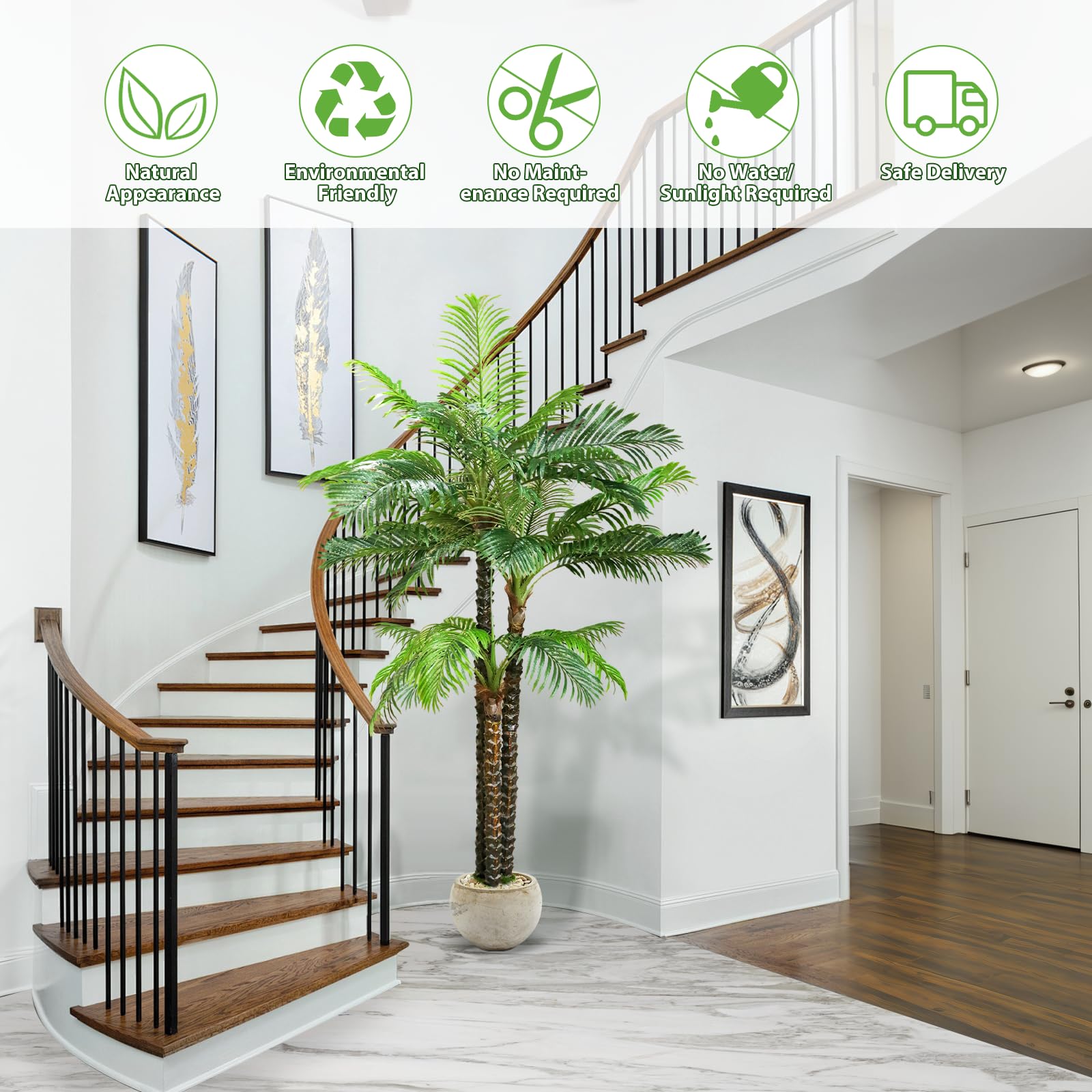 Snapklik.com : ROOMTEC 8ft Artificial Palm Tree For Outdoors Triple ...