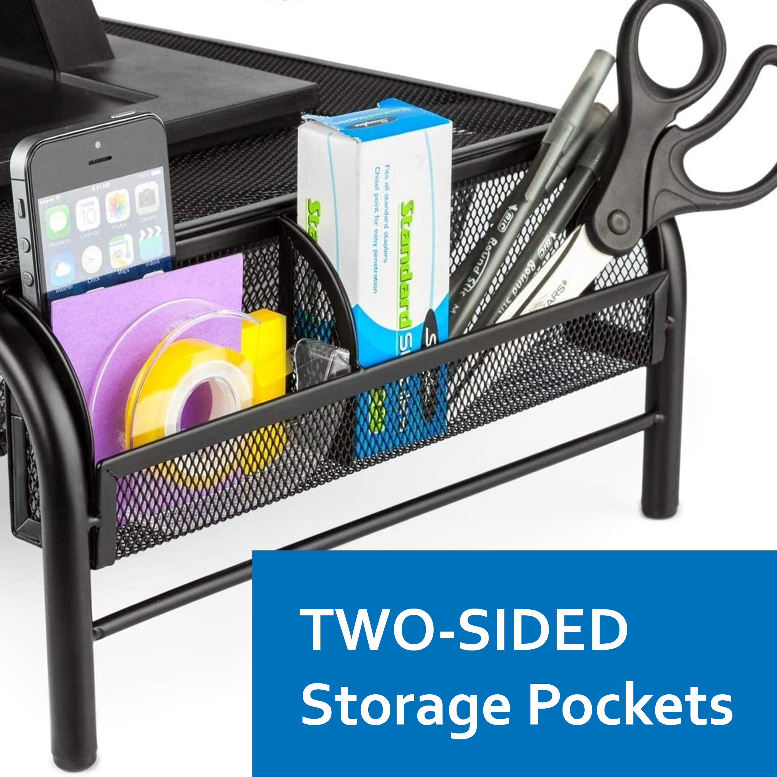 Buy Halter Mesh Monitor Stand Computer Desk Riser Shelf with Side ...