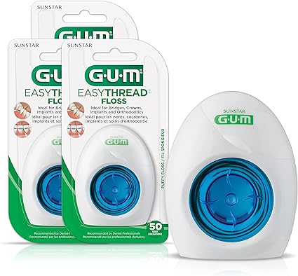 Gum EasyThread Floss, Orthodontic Threader, 3X50 uses (150 uses in 3 ...