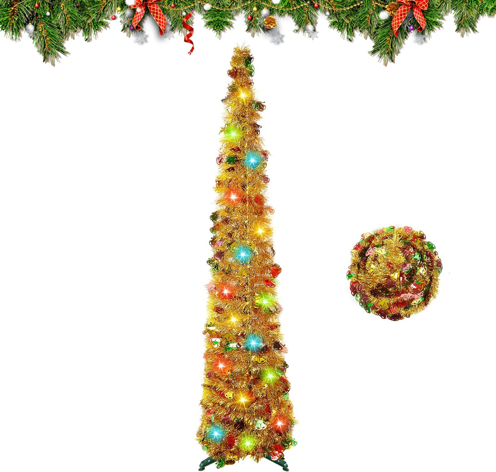 Amazon.com: 5FT Pop Up Christmas Tree, Artificial Pencil Christmas Tree ...