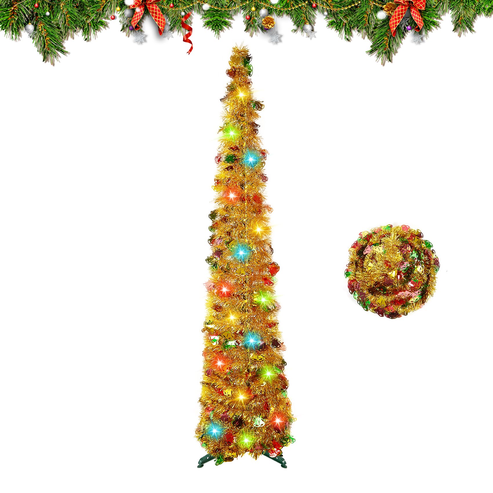 Amazon.com: 5FT Pop Up Christmas Tree, Artificial Pencil Christmas Tree ...