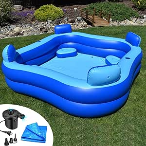 Amazon.com: Rukala™ Inflatable Pool with Seats and Headrests 8' x 8 ...