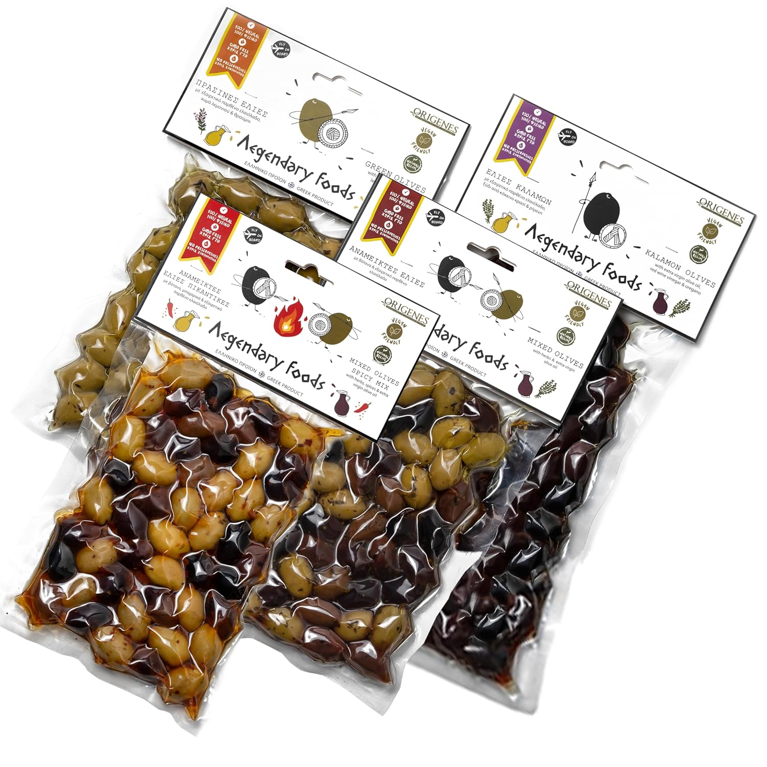 Amazon.com : Pack of 4 Variety Mix Olives in Vacuum, 2 Greek Olive ...