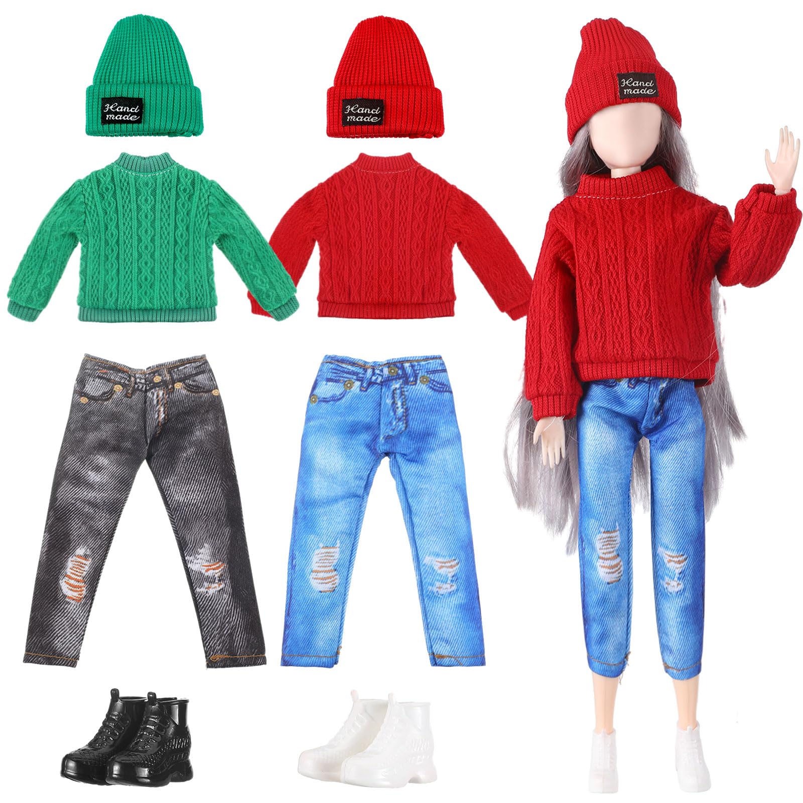 Amazon.com: Bencailor 8 Pcs Winter Doll Clothes Christmas Elf Doll ...