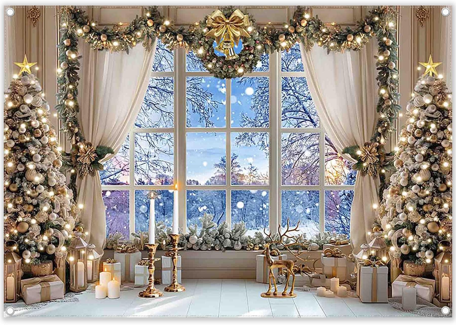 Amazon.com : YCUCUEI 7x5ft Fabric Christmas Winter Window Backdrop ...