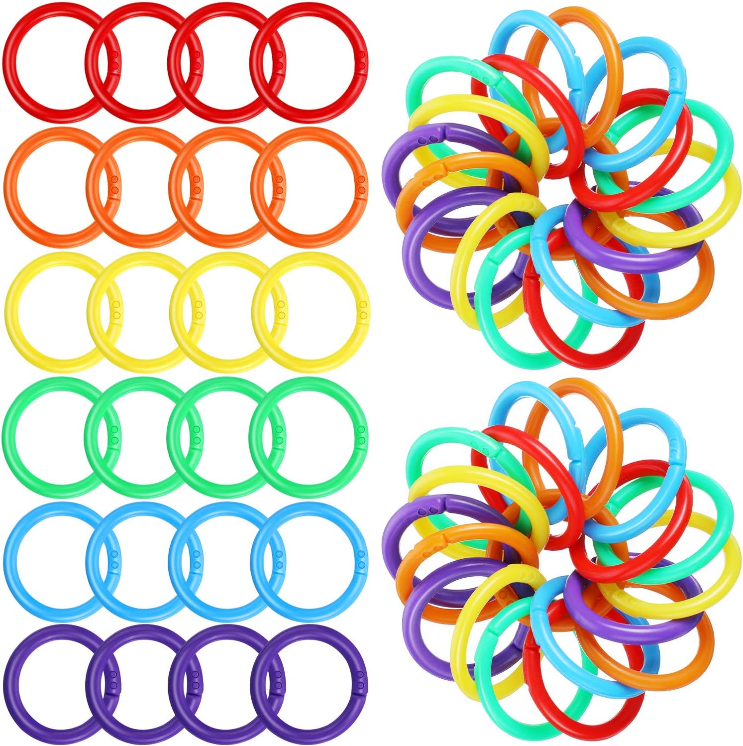Amazon.com : Outus 144 Pieces Plastic Binder Rings Loose Leaf Multi ...