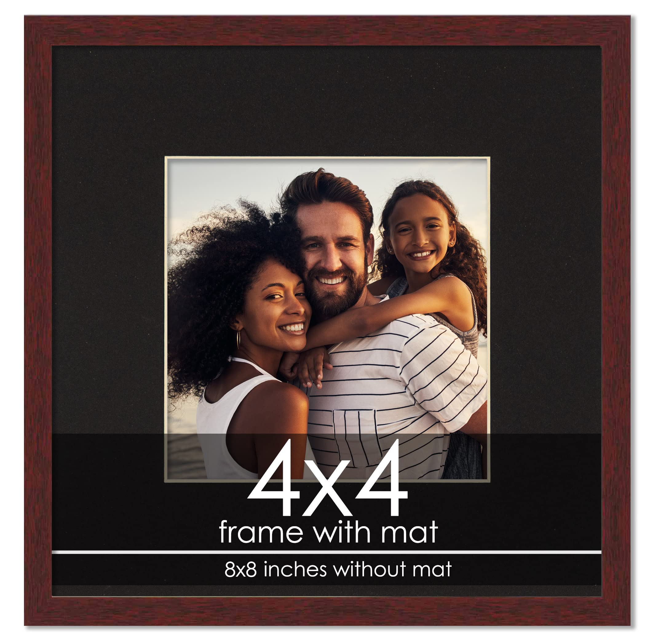 Amazon.com - 4x4 Frame with Mat - Brown 8x8 Frame Wood Made to Display ...