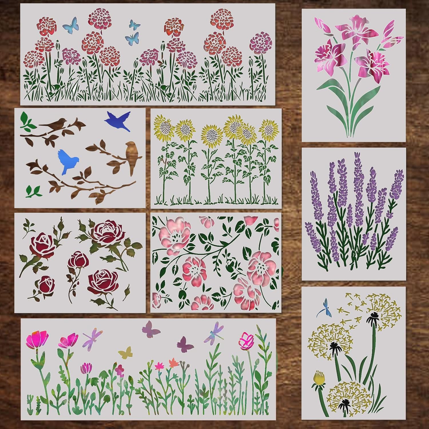 Amazon.com : Wild Flower Stencils for Painting on Wood, Canvas ...