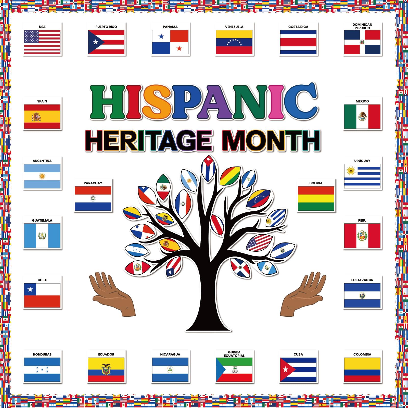 Amazon.com: Hispanic Heritage Month National Bulletin Board Cutouts Set ...