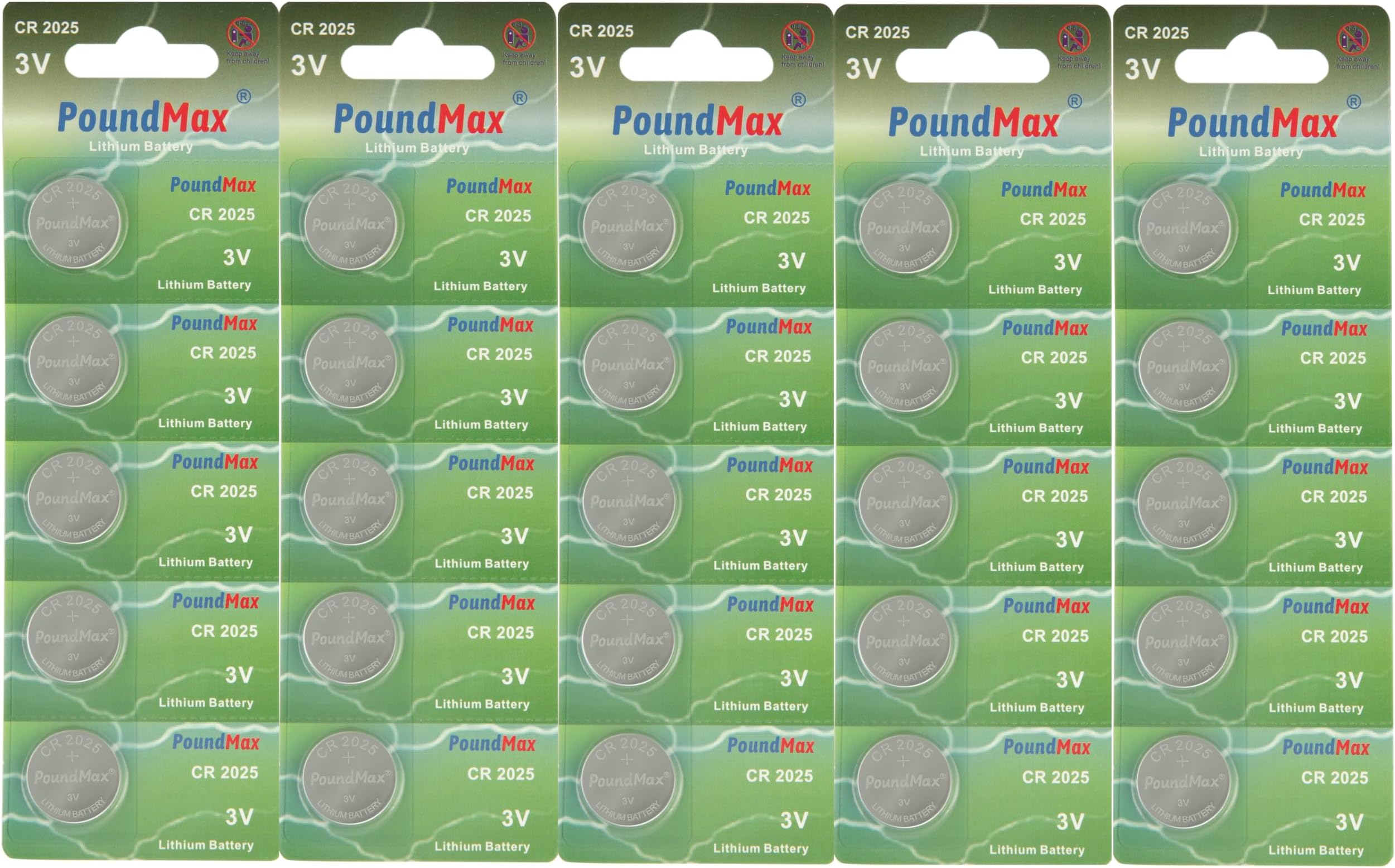 25 x 2025 CR2025 DL2025 ECR2025 3V PoundMax Lithium Coin Cell Batteries ...