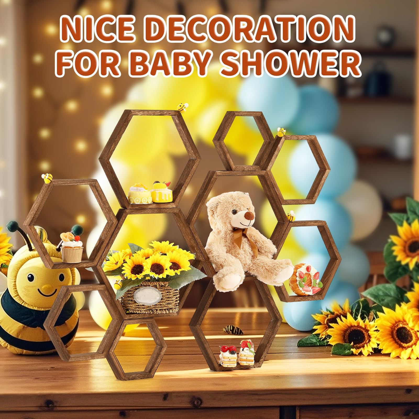 Snapklik.com : Gerrii 10 Pcs Honey Comb Decorations 5 Sizes Wood ...