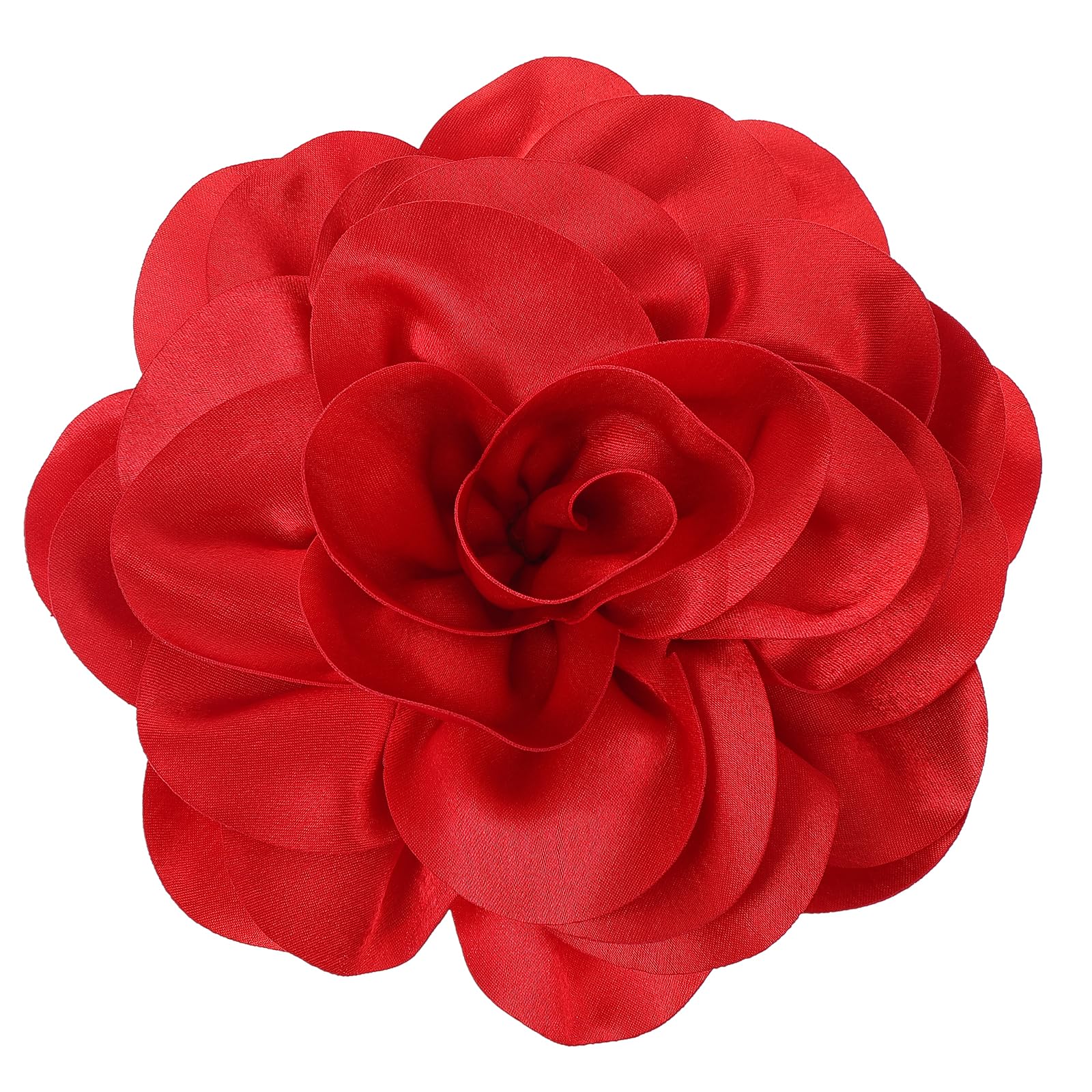 Amazon.com: Tyqour 7.5in Red Flower Brooch Satin Fabric Brooch Pin Red ...