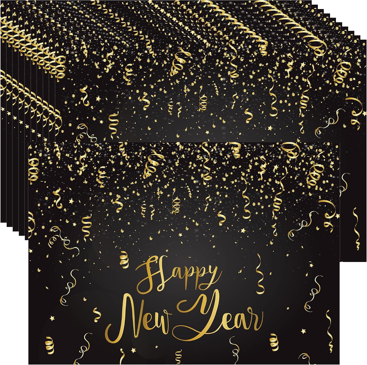 Amazon.com: Wonmon 50 PCS Happy New Year Paper Place Mats, Black Gold ...