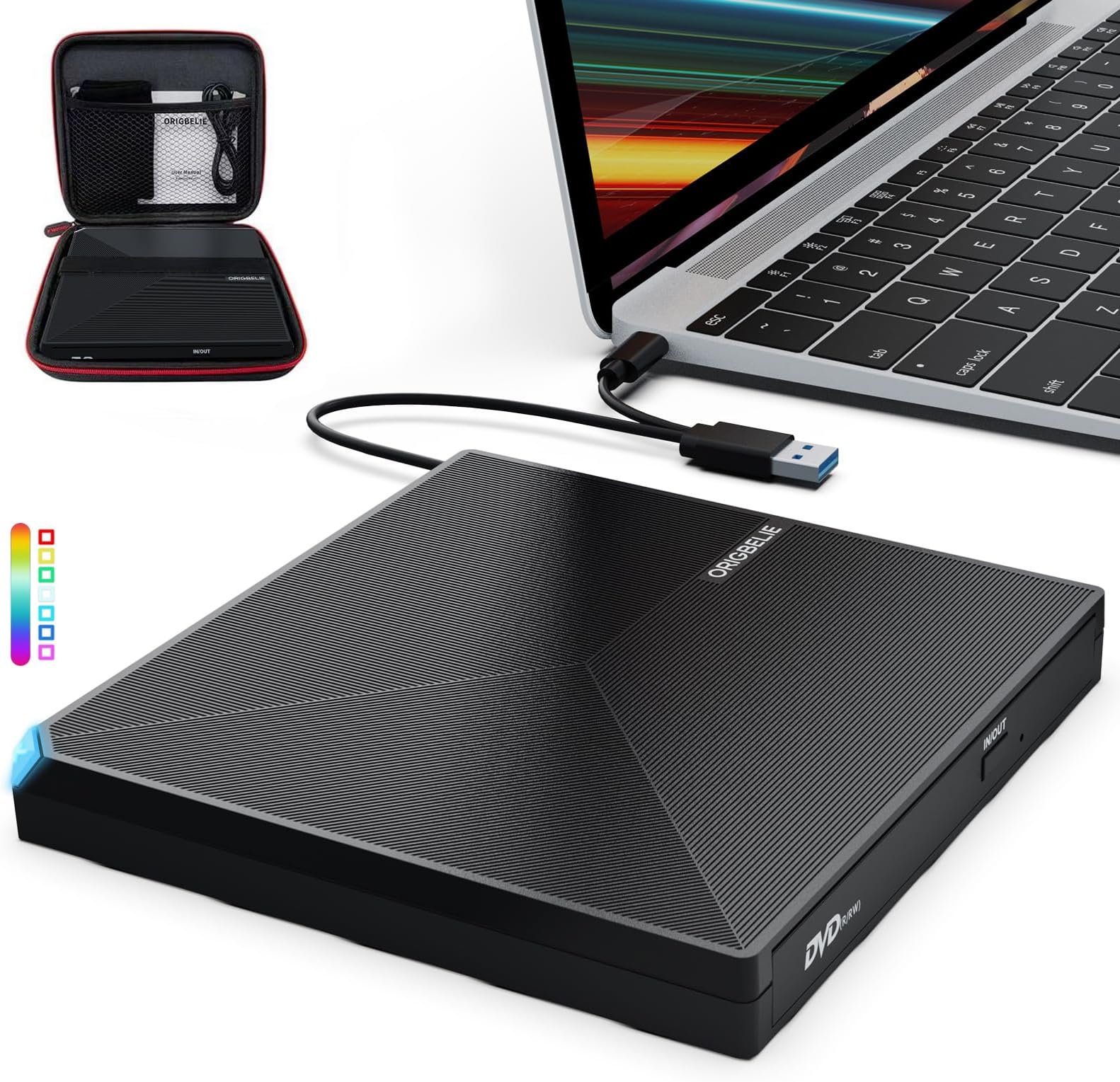 Amazon.com: ORIGBELIE External CD DVD +/-RW Drive USB 3.0 USB C ...