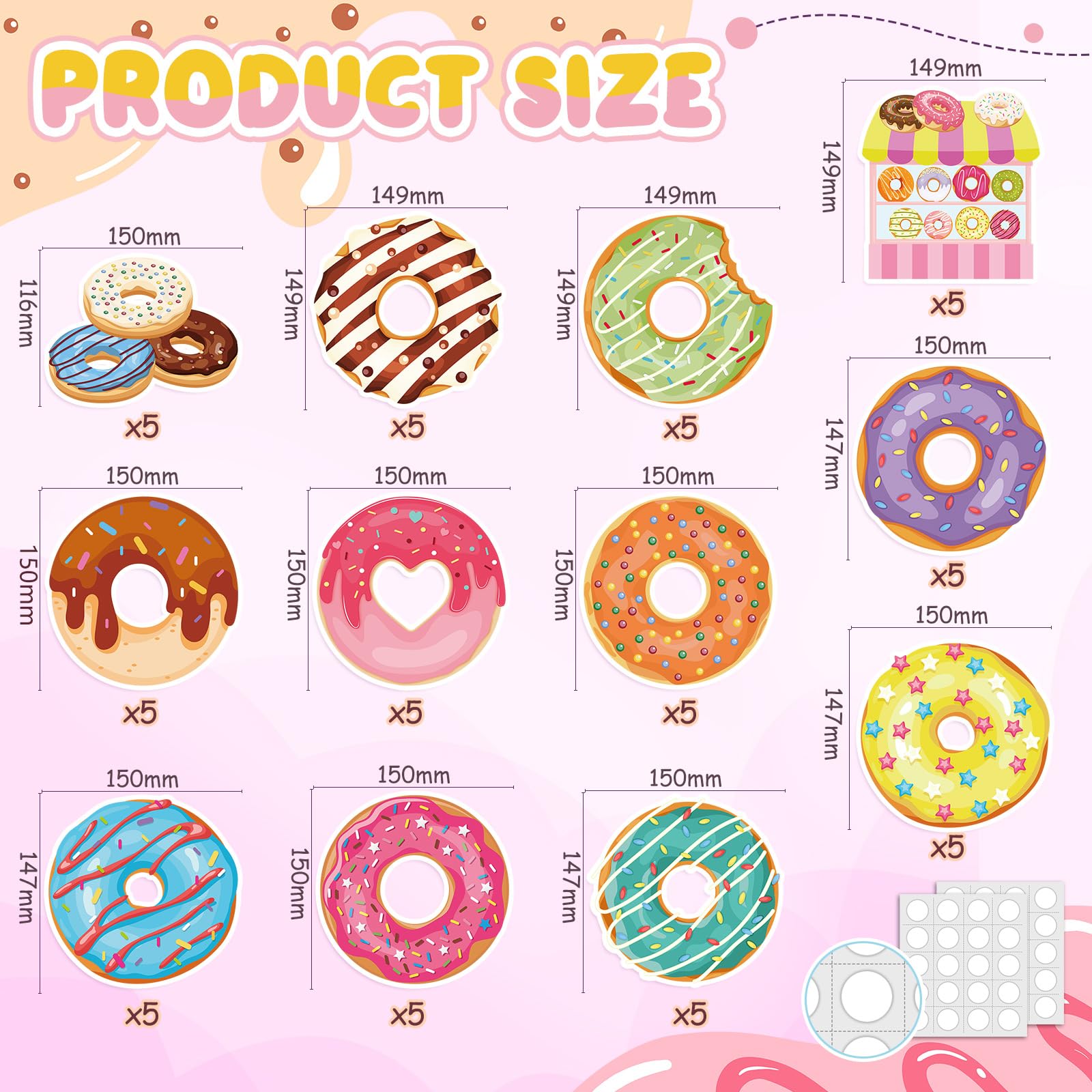 Snapklik.com : 60 Pcs Donut Decorations Donut Bulletin Board Sweet ...