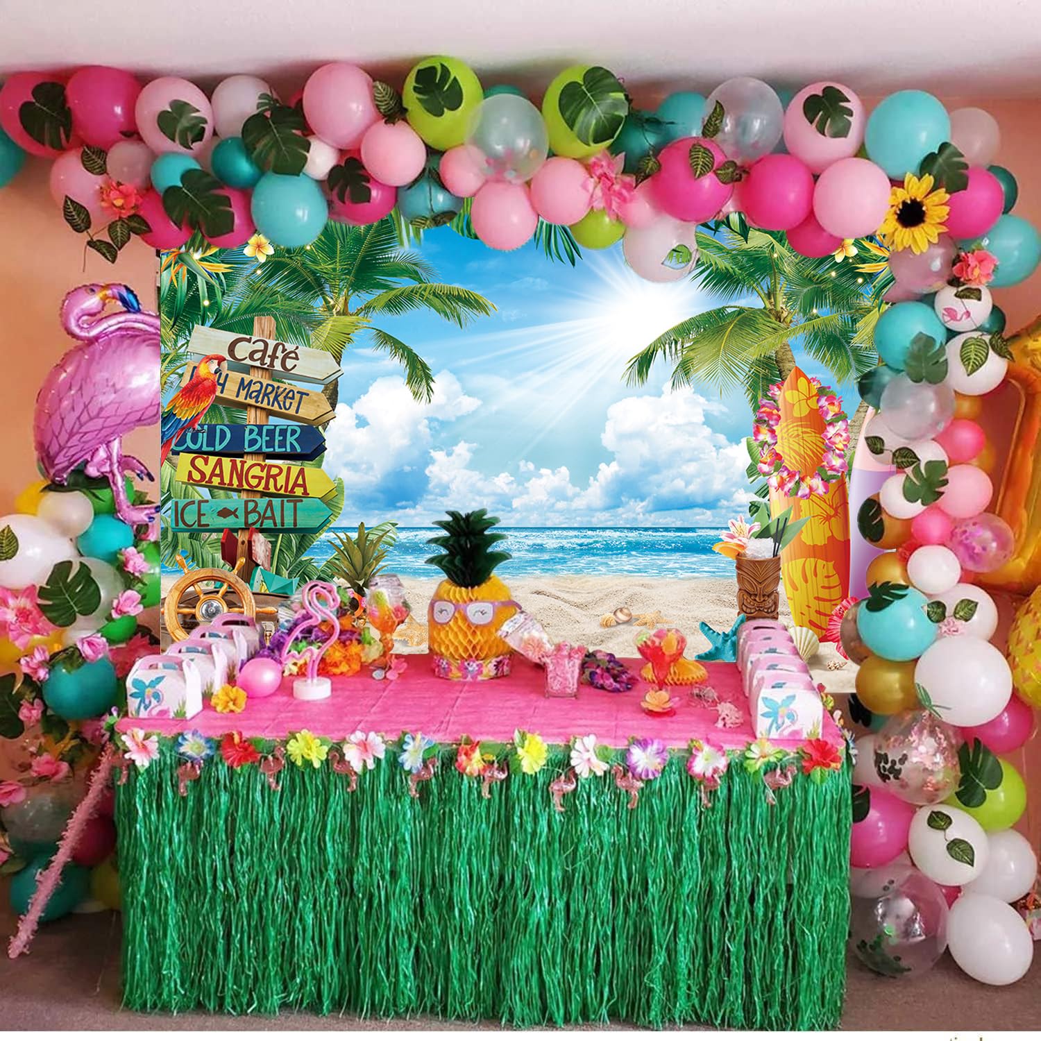 Snapklik.com : Summer Beach Backdrop 7x5FT Tropical Palm Leaves ...