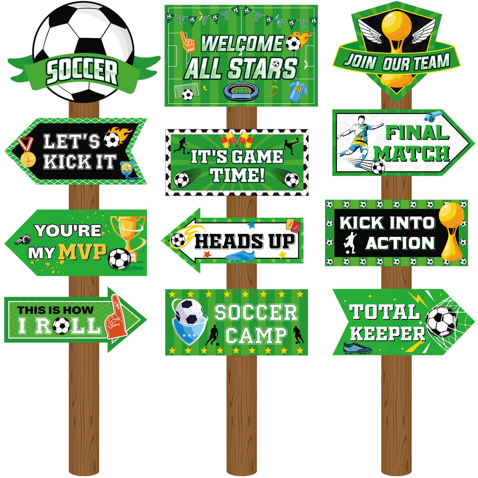 Amazon.com: Lemosae 24 Pcs Soccer Party Decorations Soccer Sign Sport ...