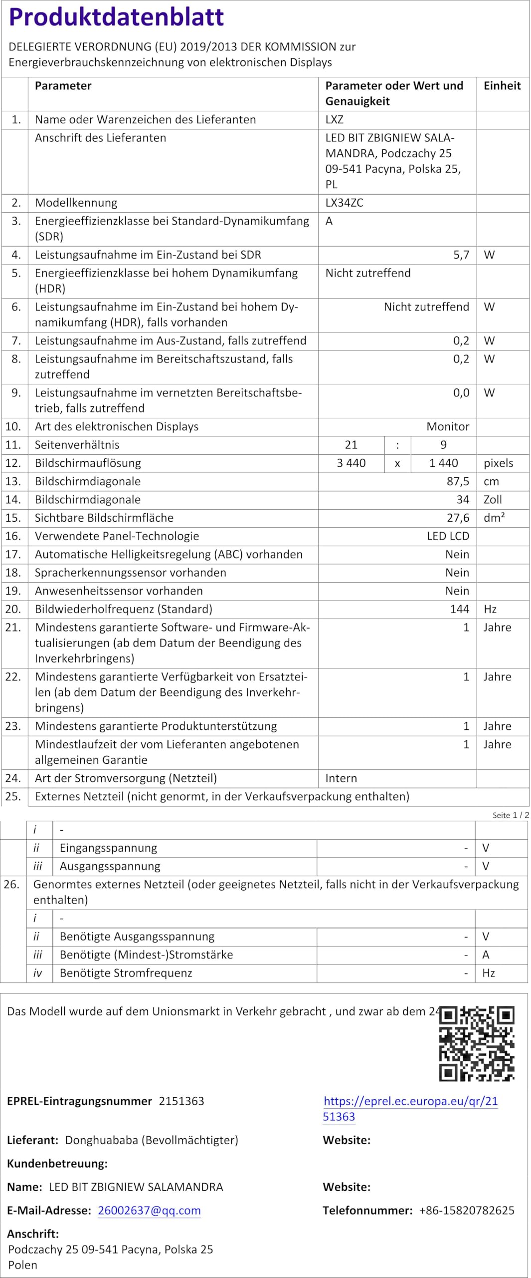 LXZ 34 Inch Curved Monitor 1500R, 3440 * 1440 165Hz Gaming Monitor with ...