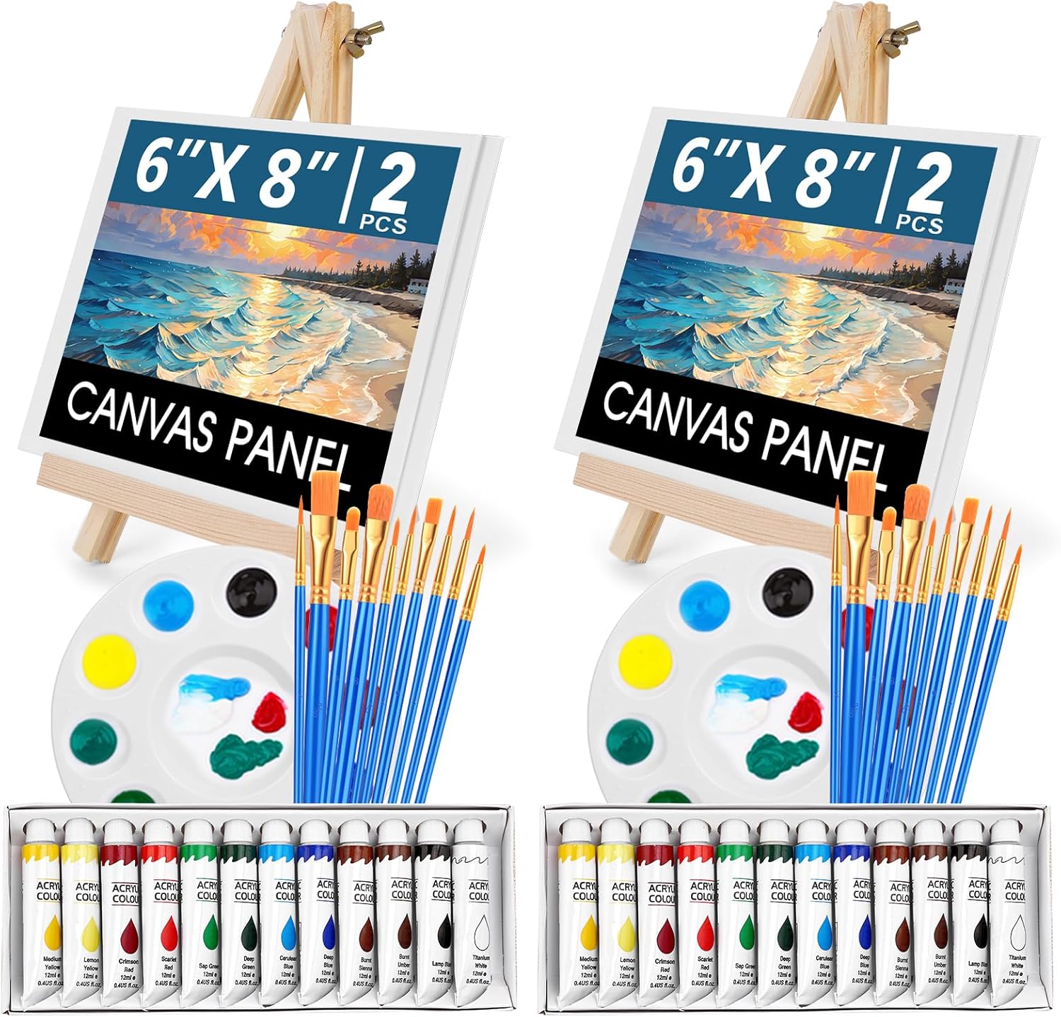 Amazon.com: ESRICH 52PCS Acrylic Paint Canvas Set, Acrylic Painting Kit ...