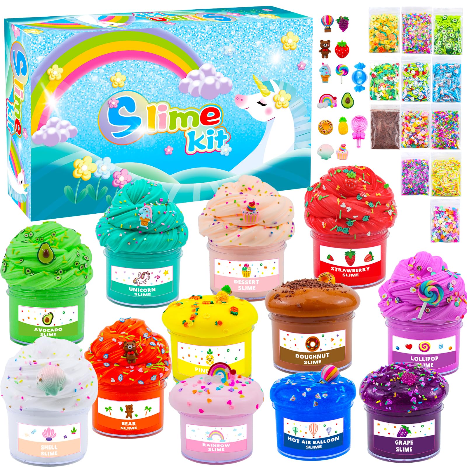 Amazon.com: Elover 12 Pack Premade Slime Kit in Different Textures ...