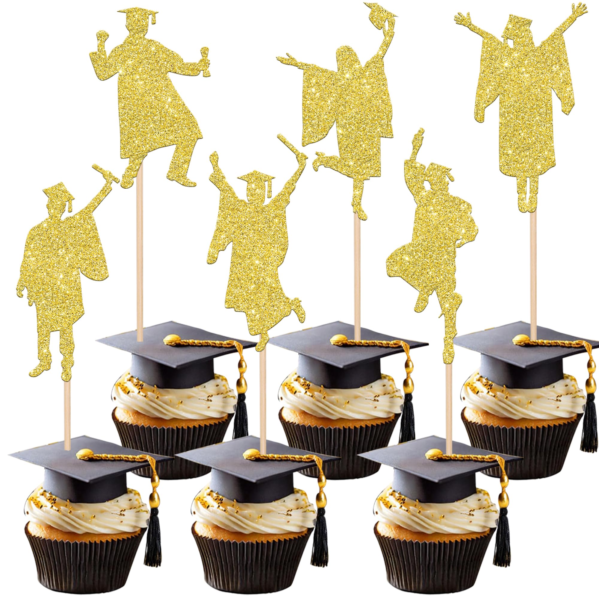 Snapklik.com : 36 PCS 2025 Student Graduation Cupcake Toppers Glitter ...