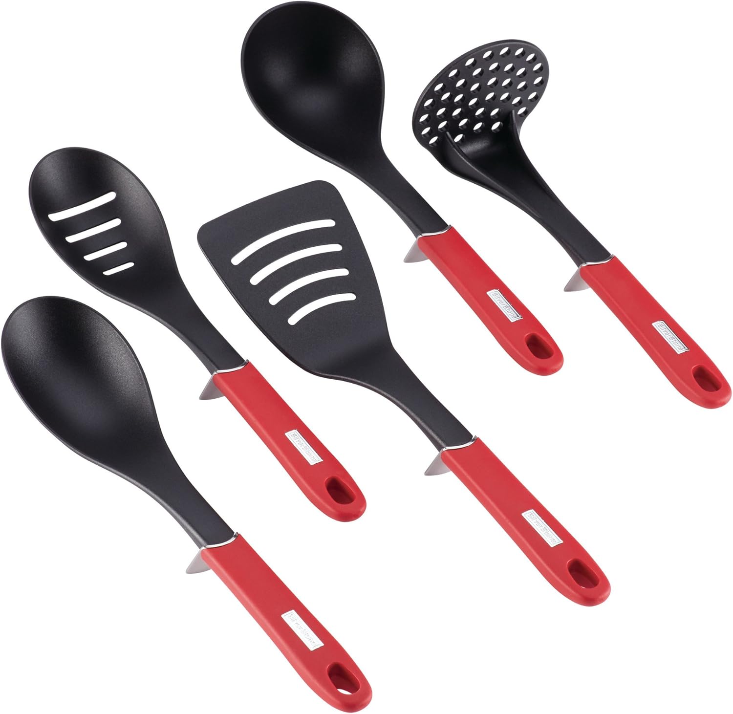 Amazon.com: SilverStone Nonstick Nylon Kitchen Tool Set, 5-Piece, Chili ...