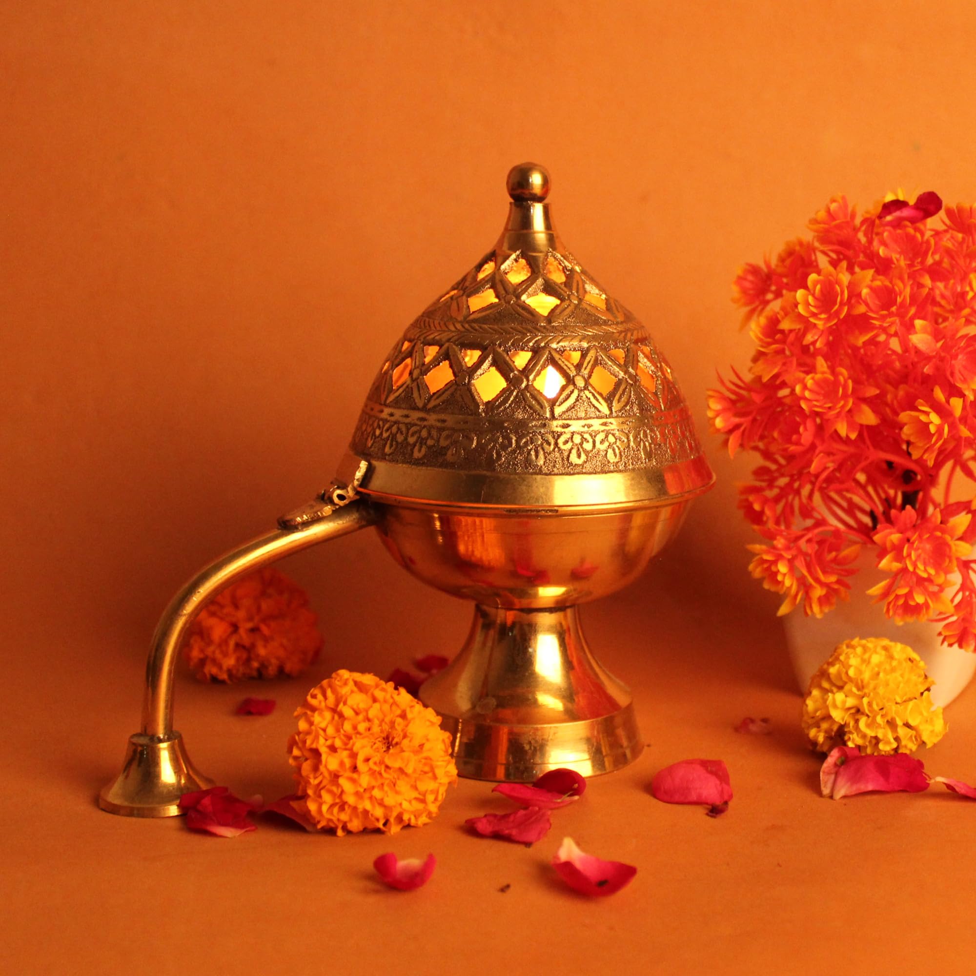 Gyarsilal's Pure Brass Pital Dhoop Dani, Table Incense Burner, Bakhoor ...