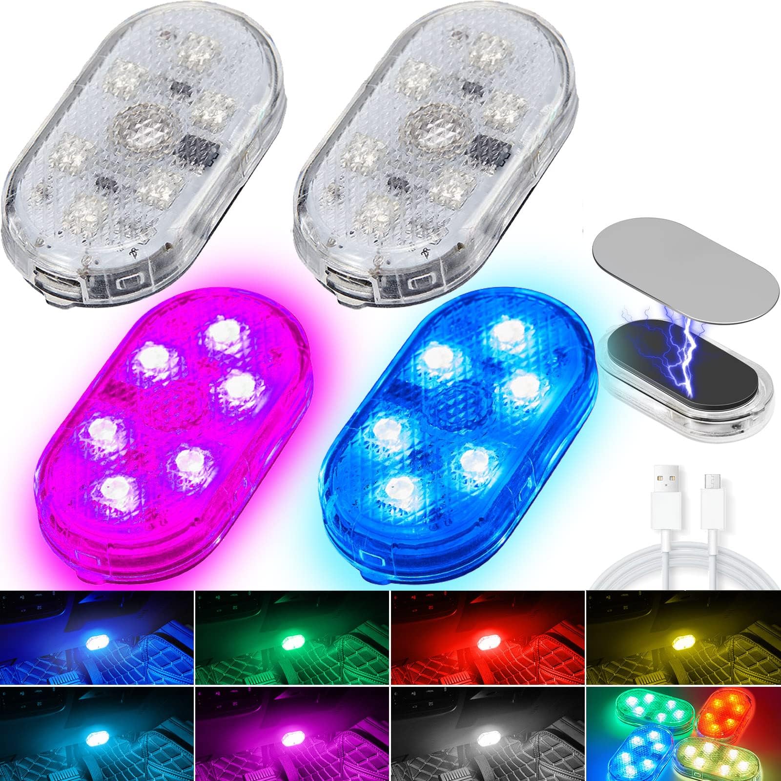 Amazon.com: Tuanse Wireless LED Lights for Car Interior Magnetic ...
