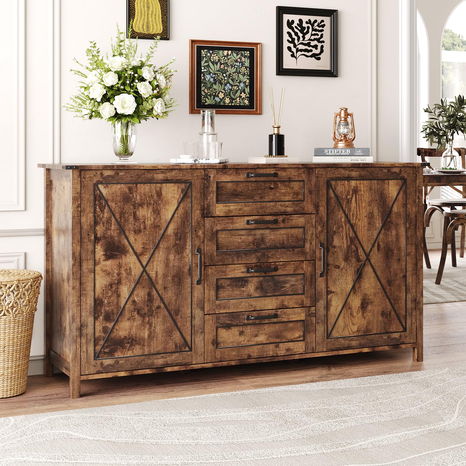 Amazon.com - Maupvit Buffet Cabinet, Sideboard Cabinet with 2 Doors and ...