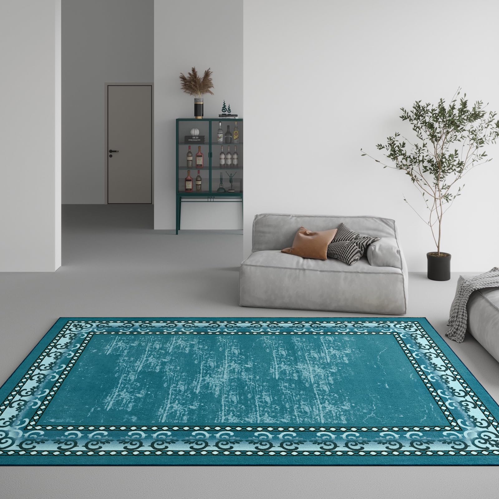DweIke Large Rug Modern Bordered 6x9 Area Rug for Living Room Office ...