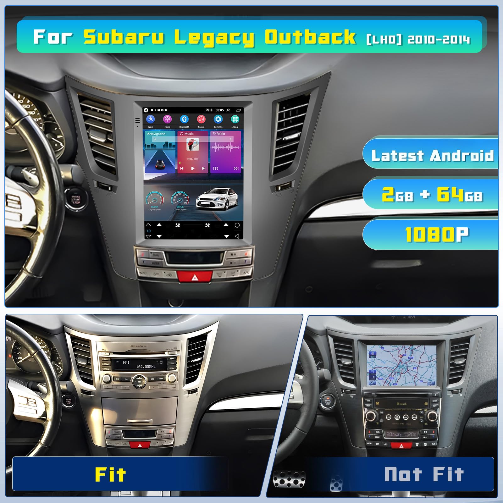Snapklik.com : 2+64G Radio For Subaru Legacy Outback 2010-2014 Stereo ...