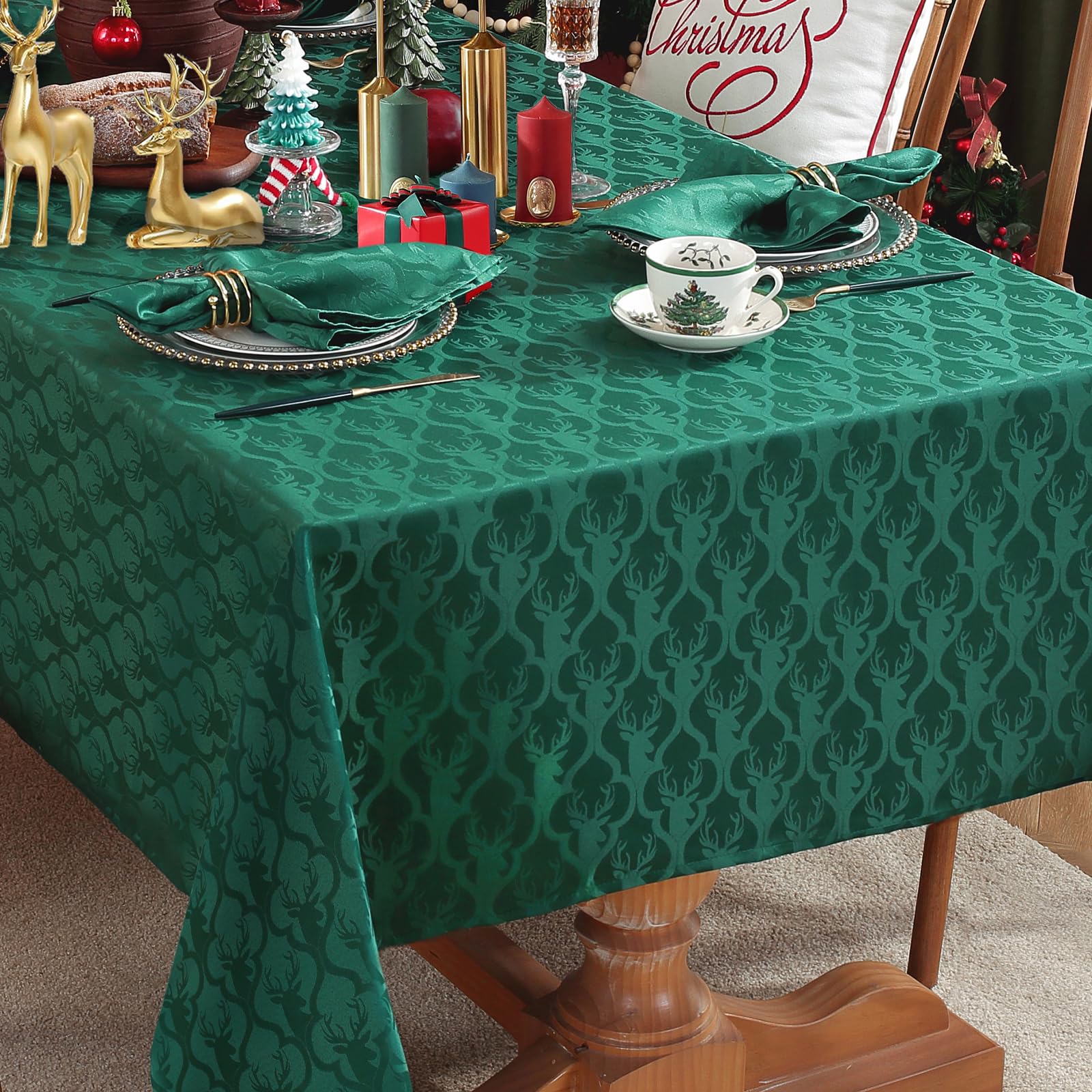 Amazon.com: SASTYBALE Christmas Tablecloth Rectangle, Winter Jacquard ...
