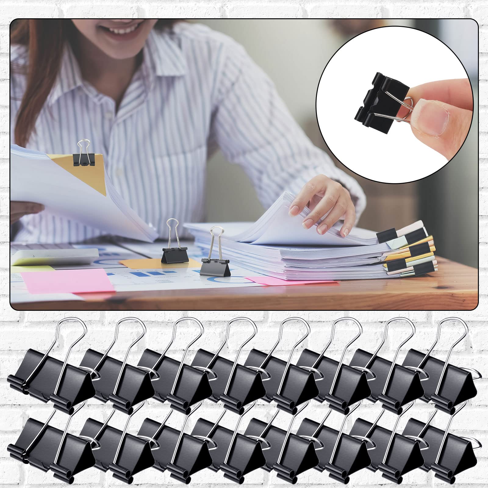 Yexiya 1000 Pcs Binder Clips Bulk Assorted Sizes Black Paper Clips ...