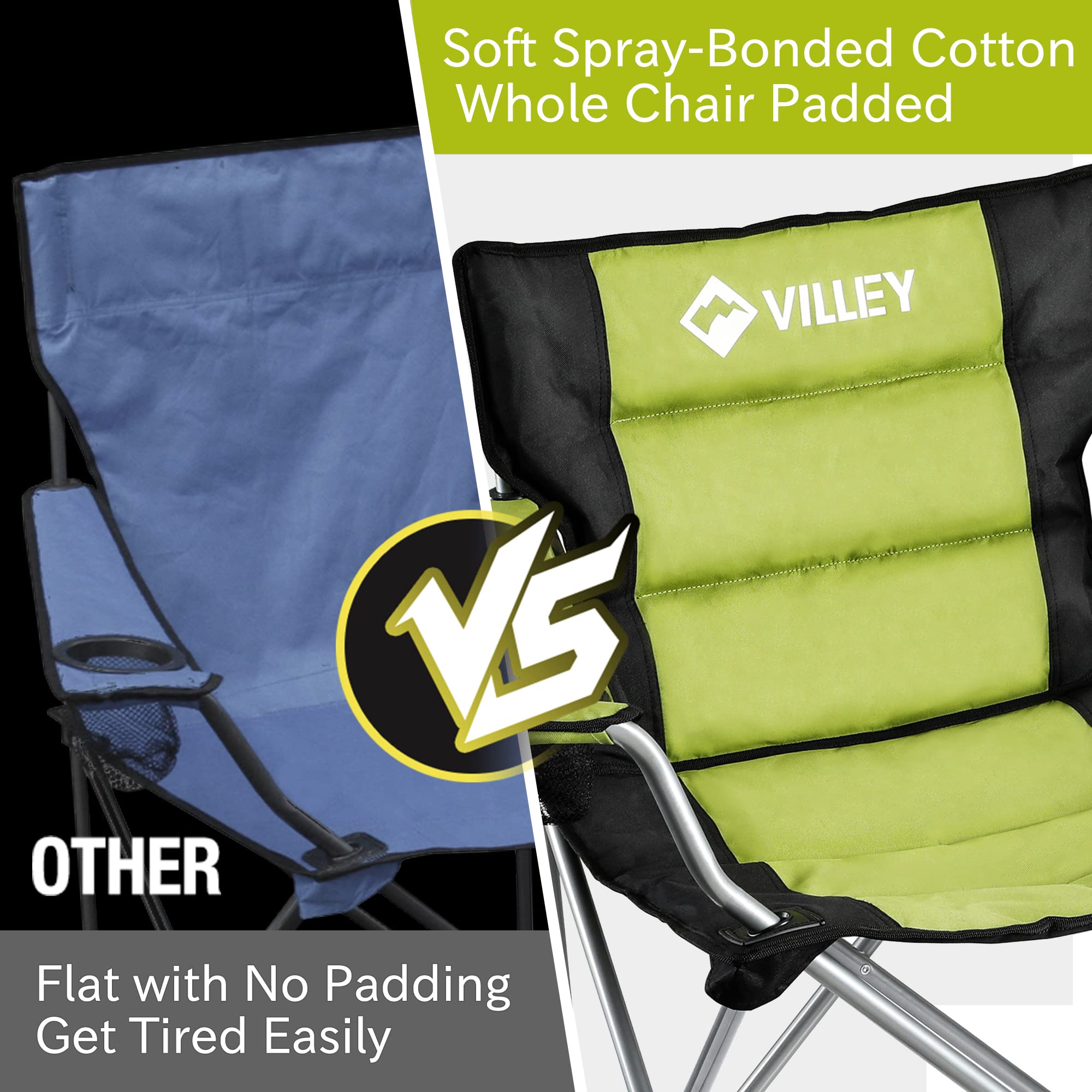 Snapklik.com : VILLEY Camping Chairs, Padded Folding Chair, Outdoor ...