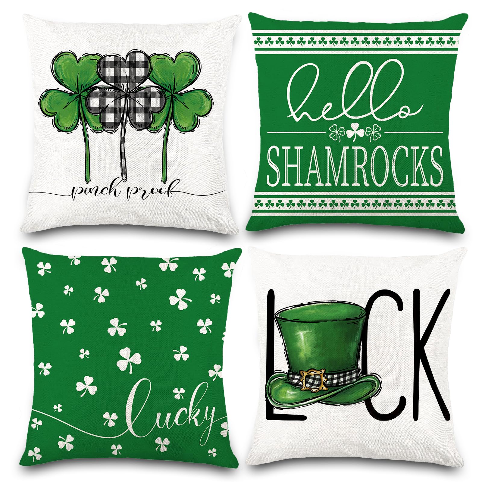 Amazon.com: Vellibring St Patricks Day Pillow Covers 18x18 Set of 4, St ...