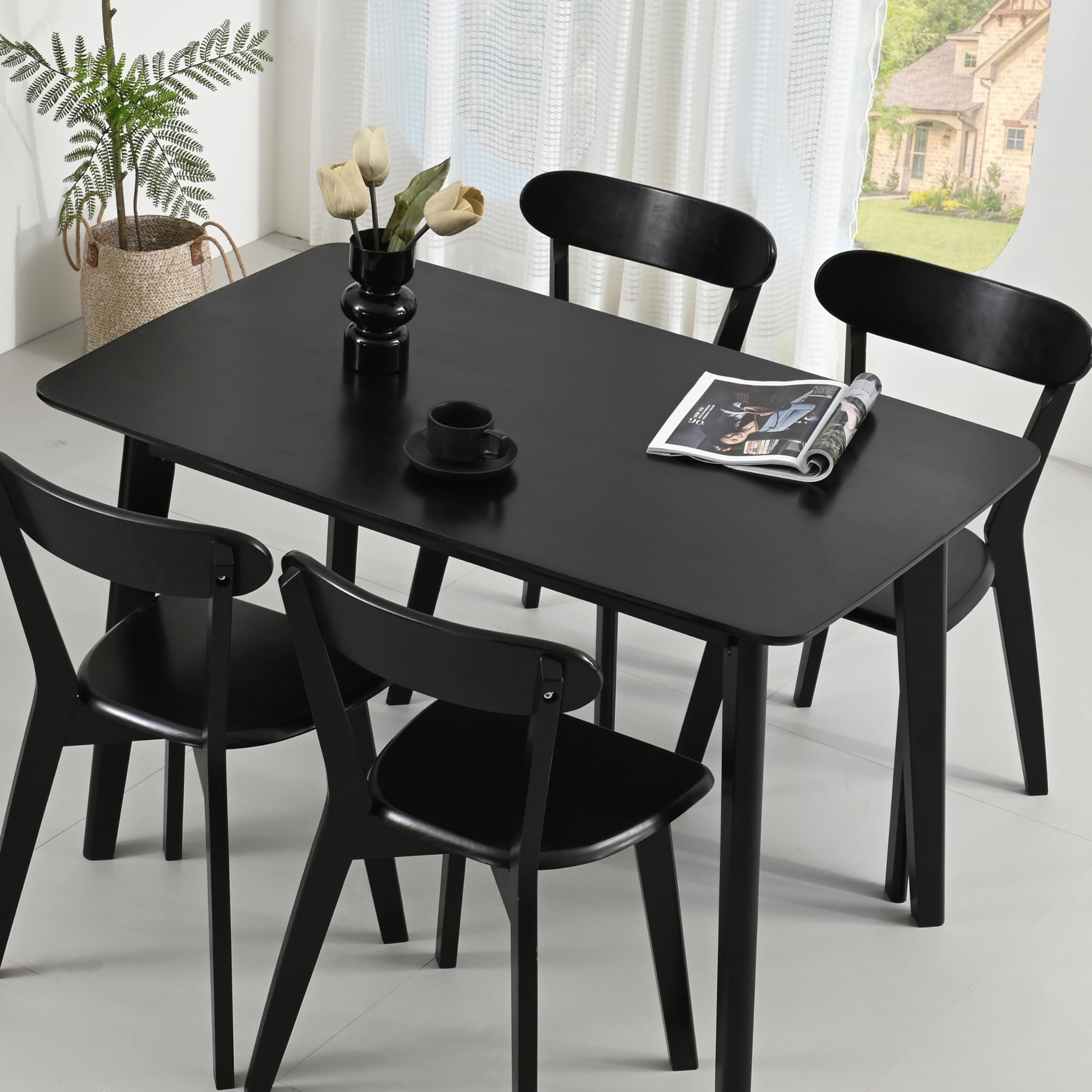 Snapklik.com : DELAVIN 47.2 Inch Solid Wood Dining Table, Mid Century ...