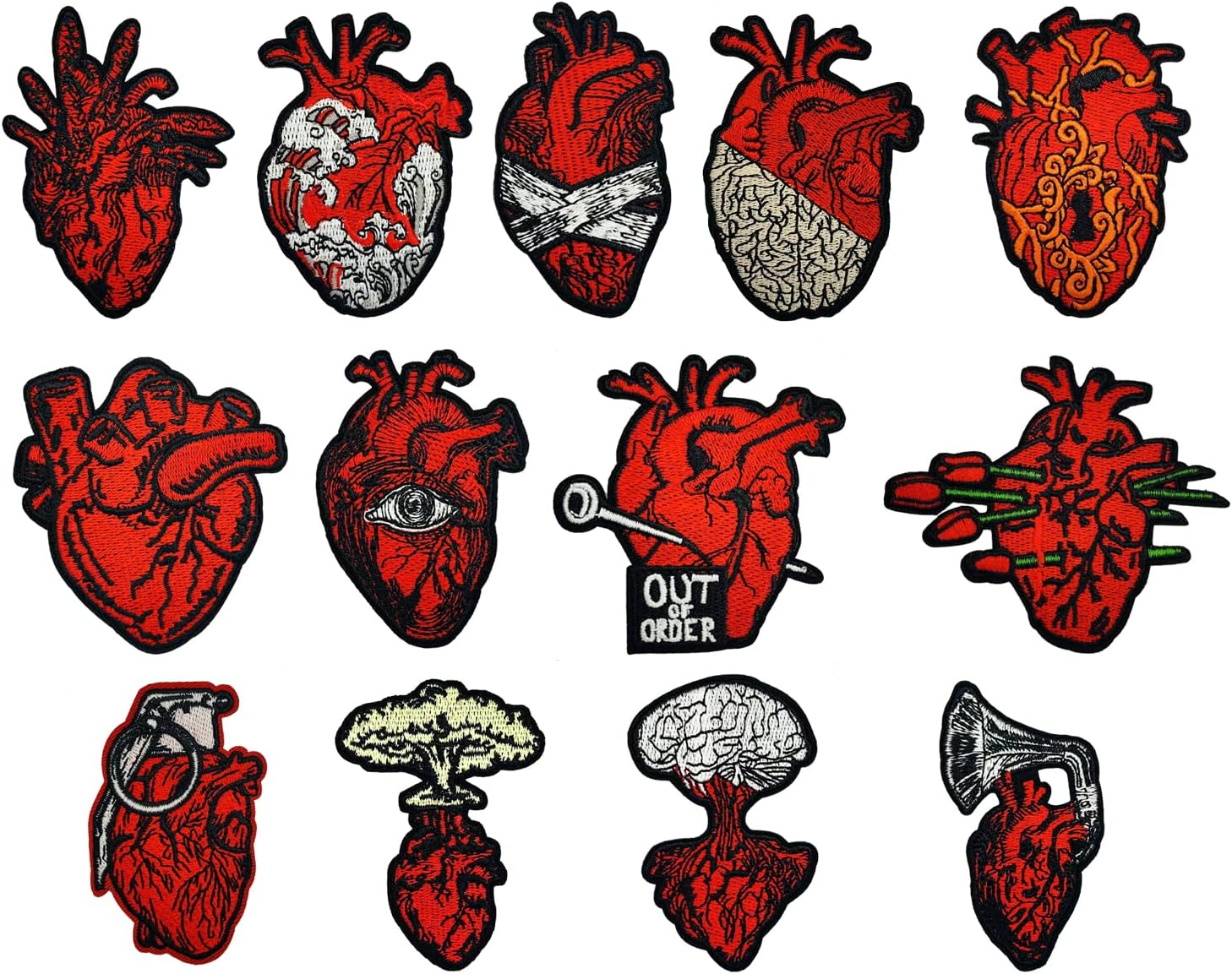 Amazon.com: Deokdam 13 Pcs Gothic Realistic Anatomical Heart Iron On ...