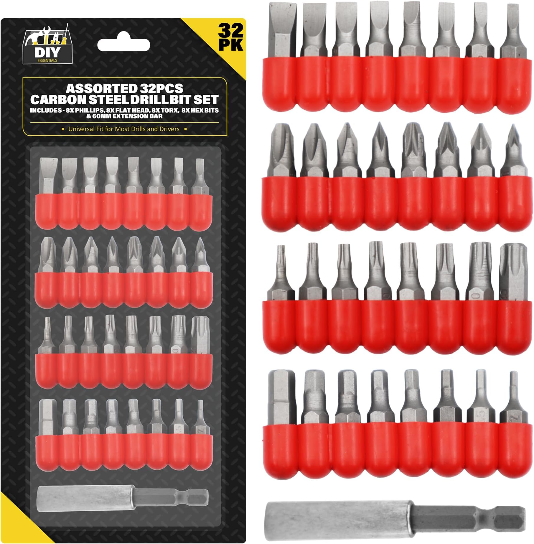 49-Piece Screwdriver Bit Set with Right Angle Screwdriver, S2 Steel ...