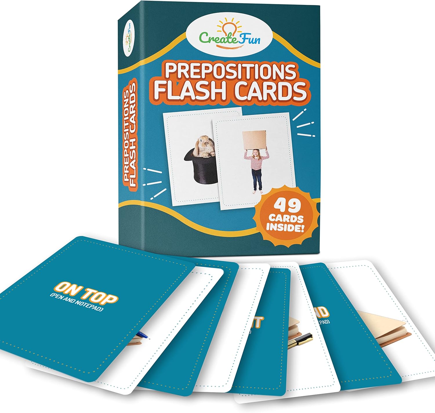 Tarjetas flash de preposición 7 preposiciones totales, 49 tarjetas de ...