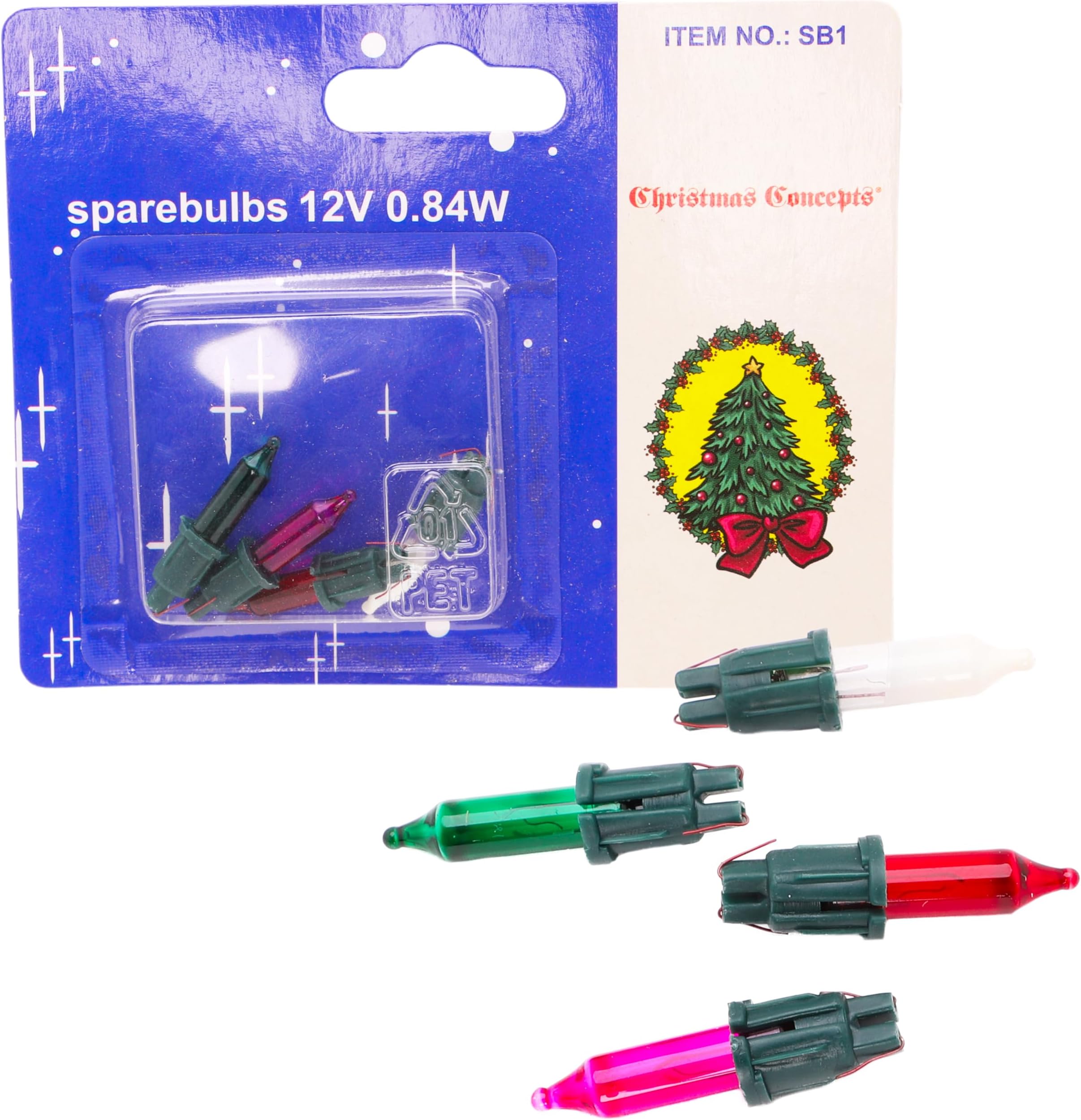 Mrs Christmas Pack of 3 Multi Colour Push in Spare Bulbs with 1 Fuse ...