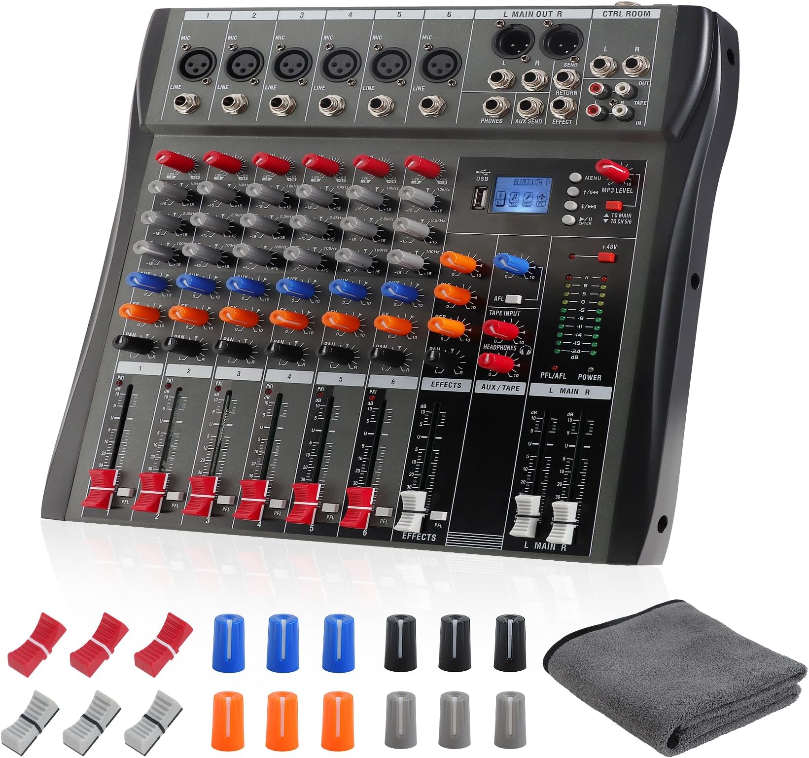 Amazon.com: 6 Channel Audio Mixer, Console with Bluetooth USB, DJ Mixer ...
