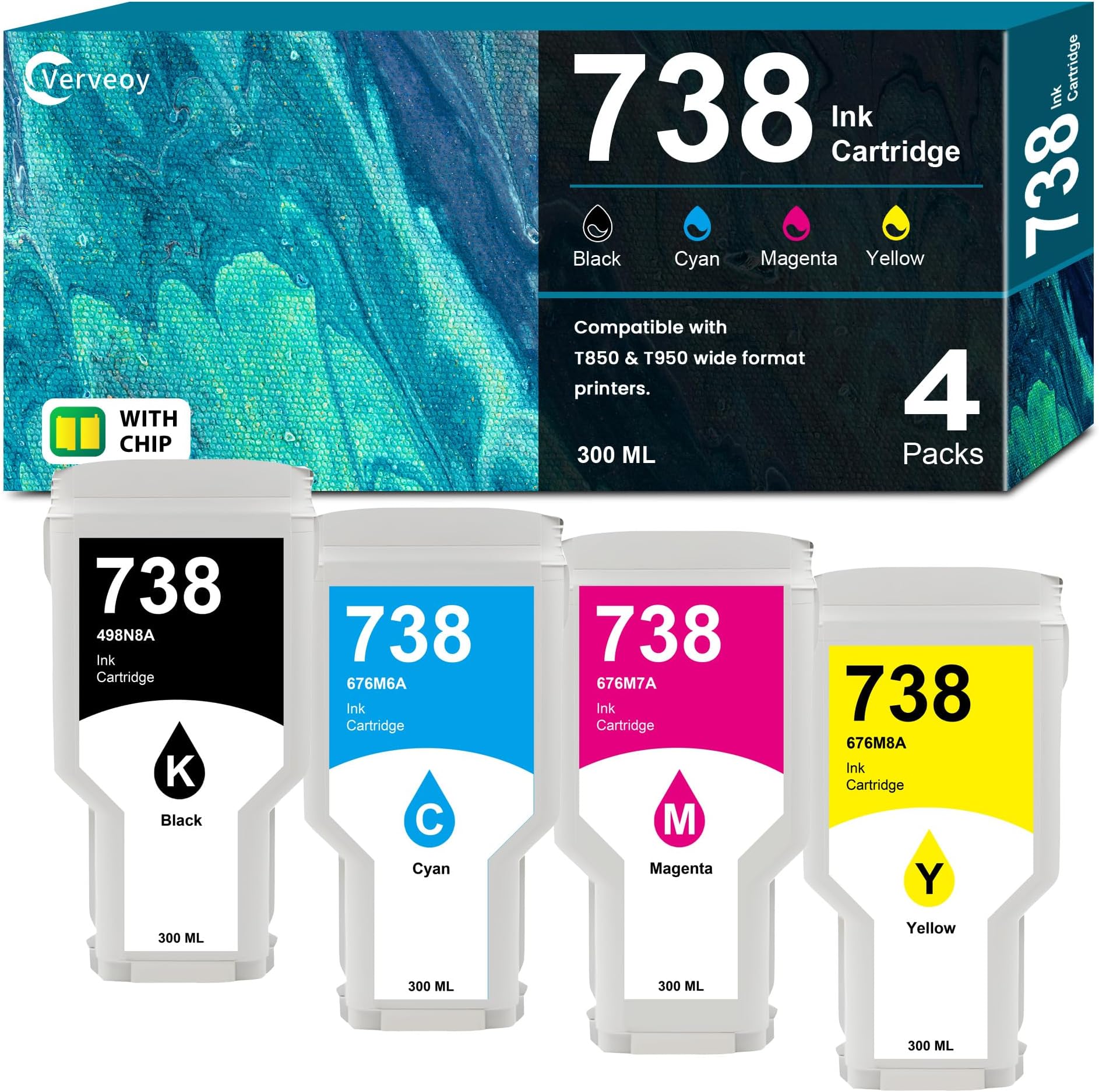 Amazon.com: 738 498N8A 676M6A 676M7A 676M8A Ink Cartridges 4-Pack ...