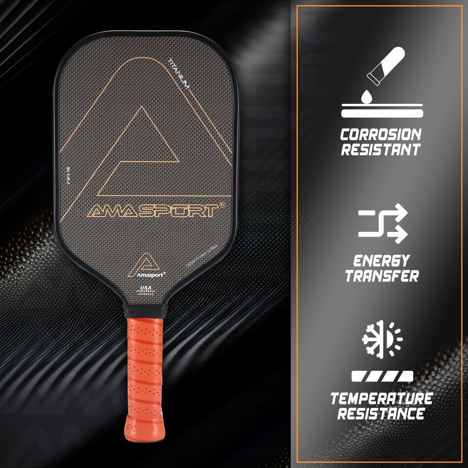 Snapklik.com : AMA Sport Titanium Carbon Pickleball Paddle - 16mm Multi ...